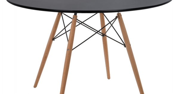 ΤΡΑΠΕΖΙ MINIMAL ΣΤΡΟΓΓΥΛΟ HM8454.02 MDF ΣΕ ΜΑΥΡΟ-ΠΟΔΙΑ ΟΞΙΑΣ ΣΕ ΦΥΣΙΚΟ ...